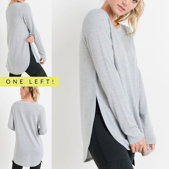Mono B | Tops | Serenity Long Sleeve Flow Side Slit Top | Poshmark